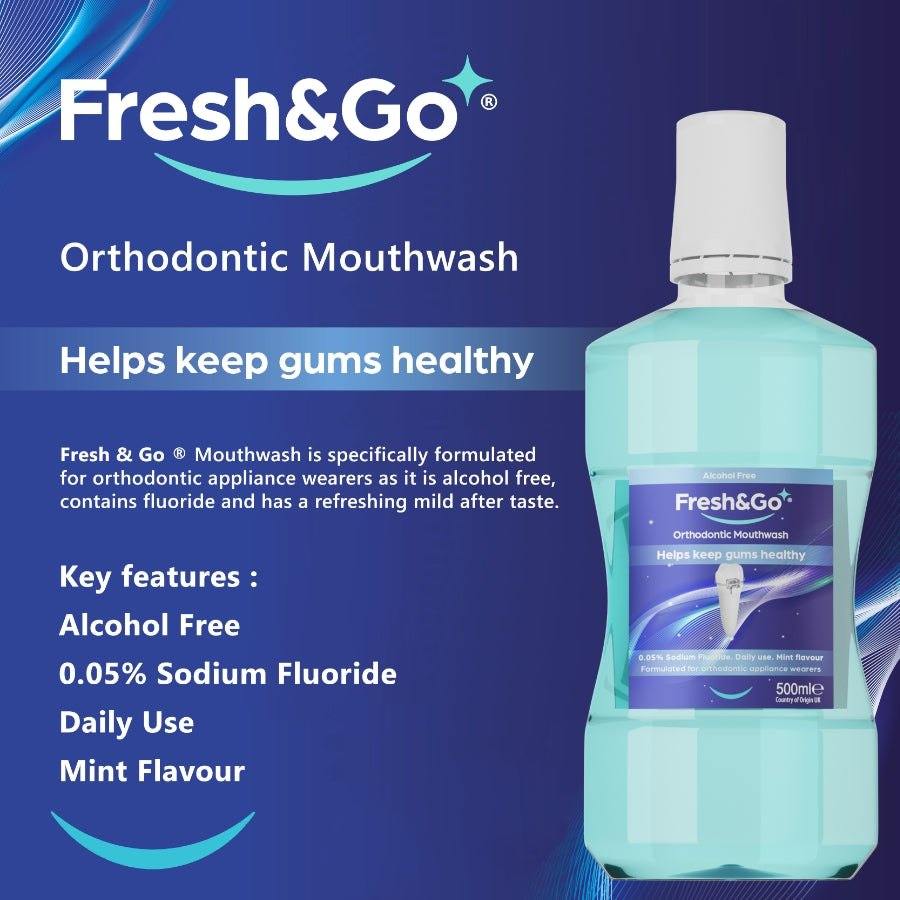 Fresh and Go Orthodontic Mouthwash 500ml | Mint Flavour | Alcohol Free ...